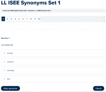 Lower Level ISEE: Digital Question Sets - The Tutorverse